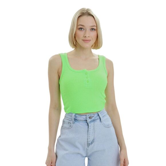 Lookus | Tops | Lookus Womensladies Mercan Button Crop Top Neon Green ...